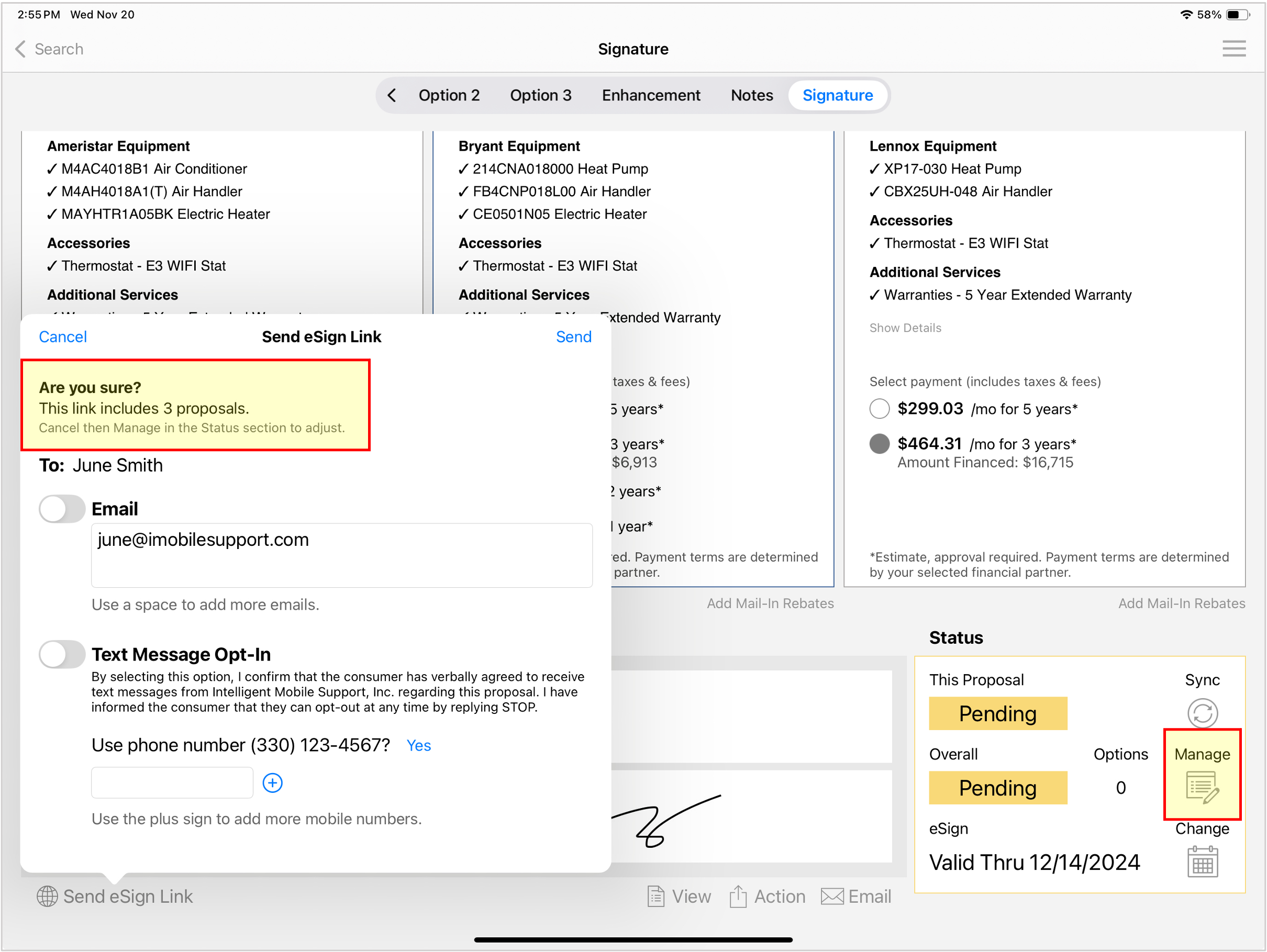 How to Remove Proposals from the eSign Link – Intelligent Mobile Support